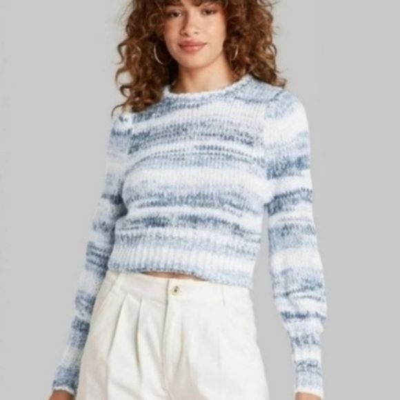 wild fable | Sweaters | Wild Fable Striped Knit Cropped Crewneck ...